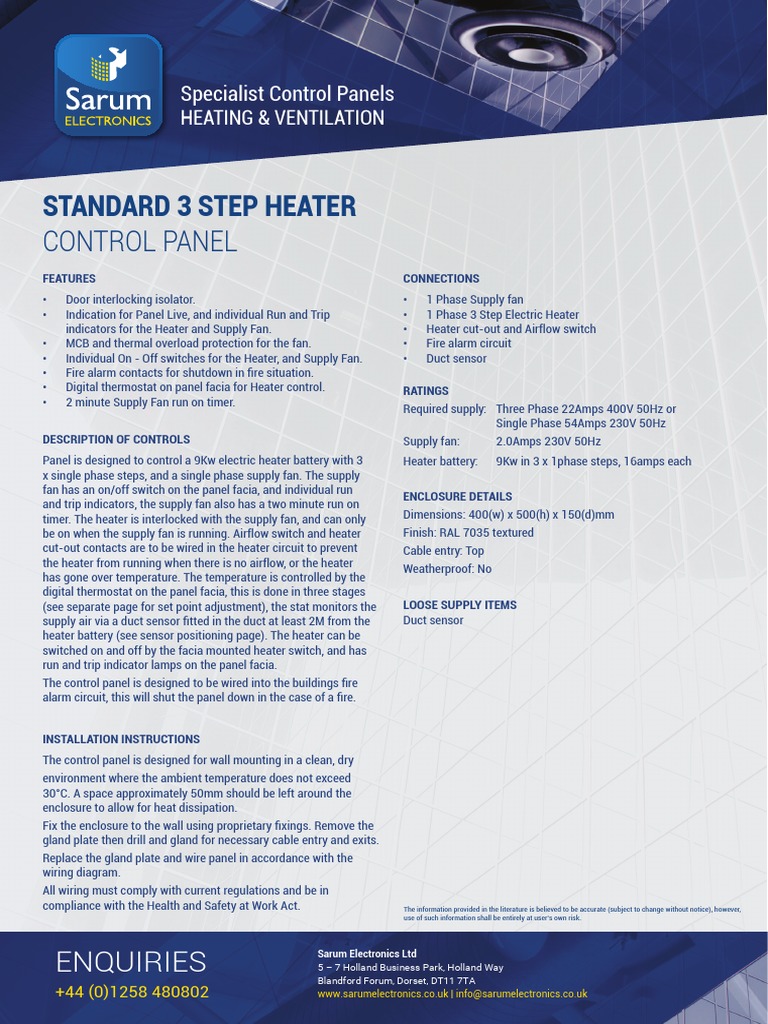 Three-Step Heater Control Panel Diagram | PDF