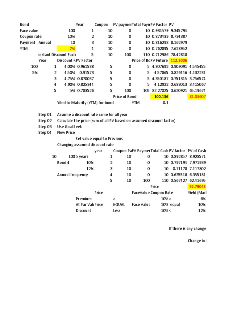 Bond Calculation | Download Free PDF | Discounting | Bonds (Finance)