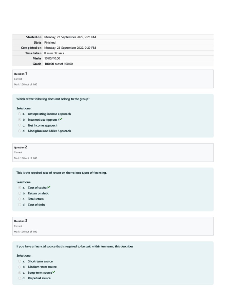 BAFM6102 - Midterm Quiz 1 - Attempt Review | PDF