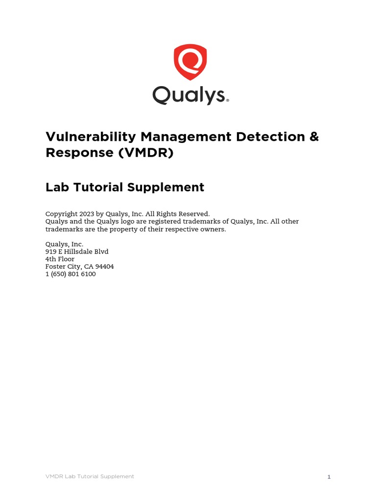 VMDR Lab Tutorial Supplement v2.2 | PDF