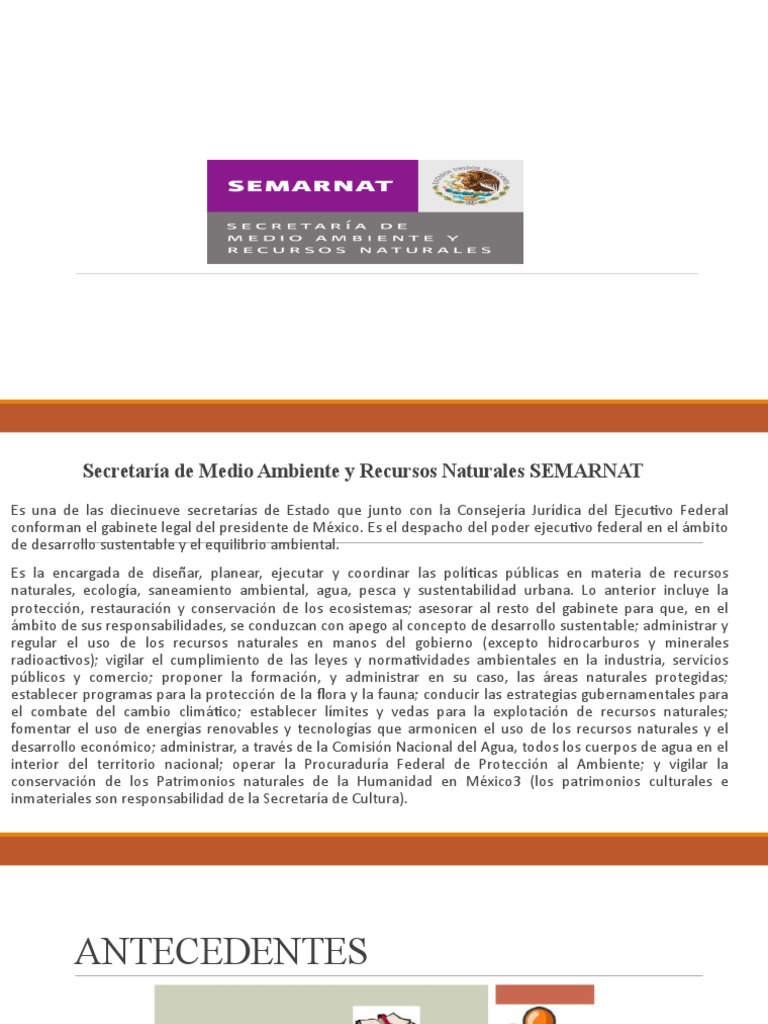 Funciones de la SEMARNAT en México | PDF | Ciencias de la Tierra ...