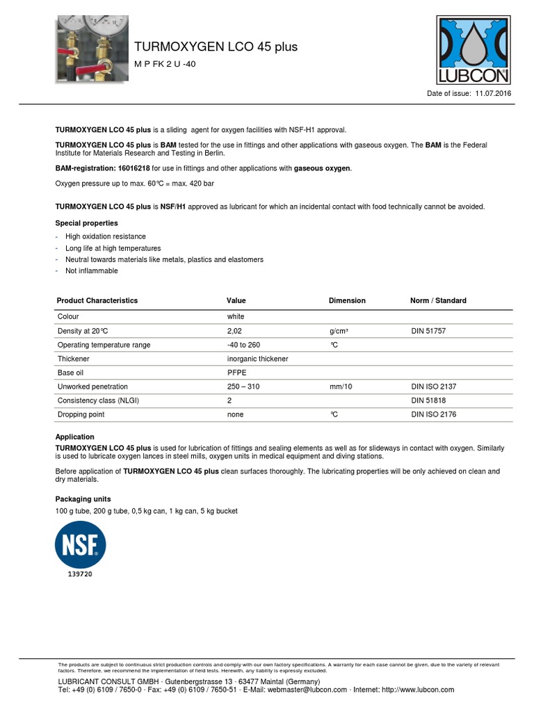 Turmoxygen Lco 45 Plus Ti en | PDF | Lubricant | Oxygen