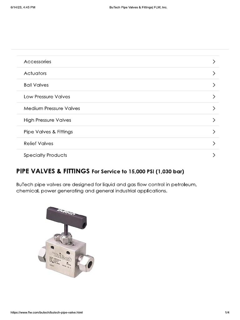 BuTech Pipe Valves & Fittings - FLW, Inc. | PDF