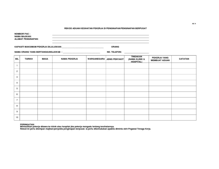 Rekod Aduan Kesihatan | PDF