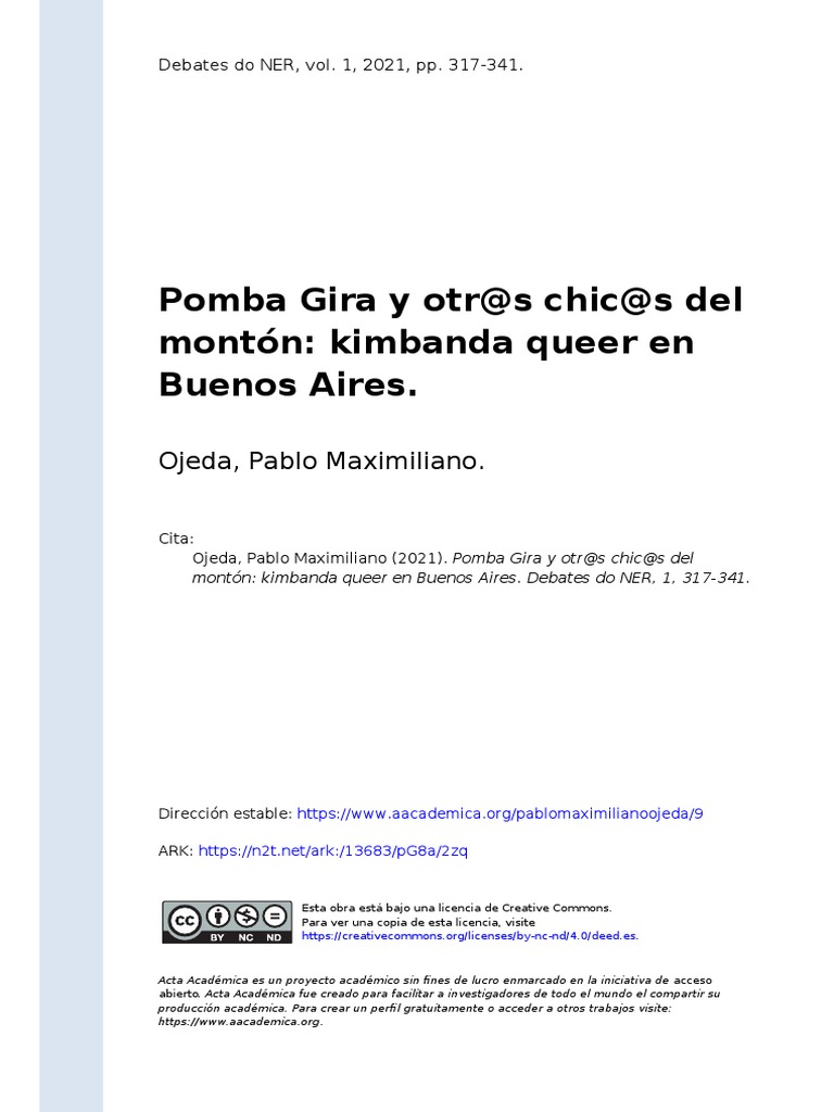 Ojeda, Pablo Maximiliano (2021) - Pomba Gira y Otr@s Chic@s Del Montón Kimbanda Queer en Buenos ...