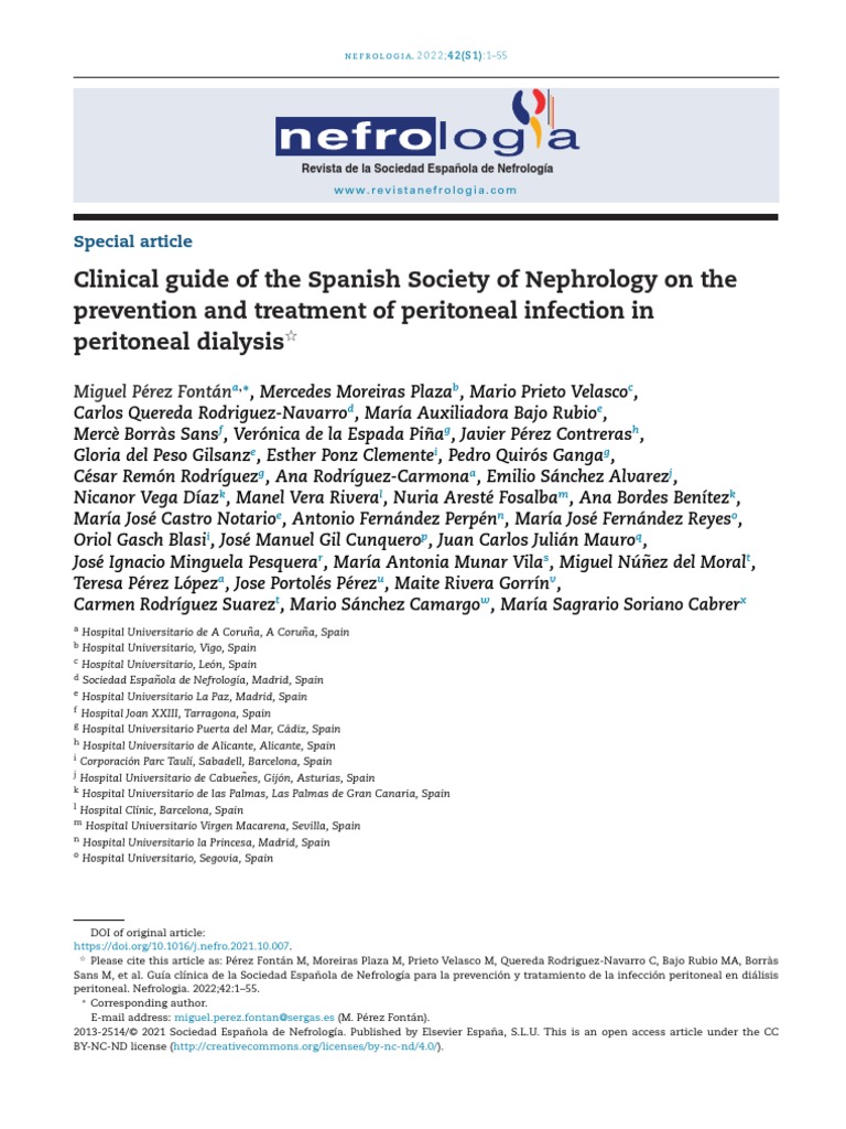 Clinical Guide of The Spanish Society of Nephrology On The Prevention ...