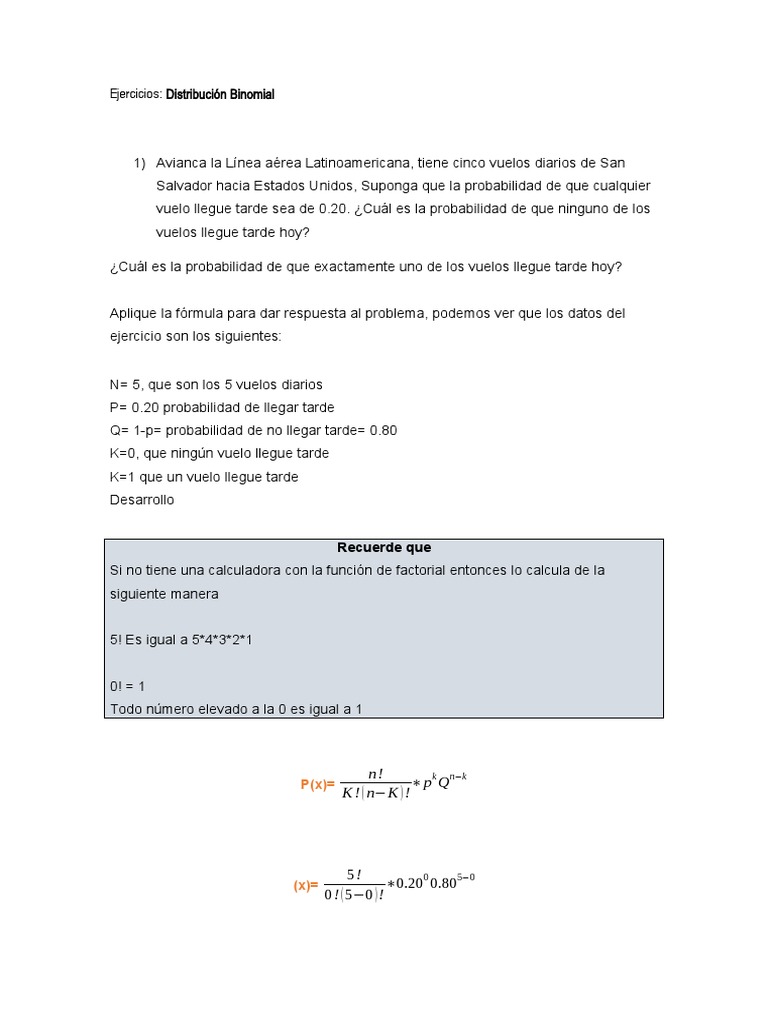 U3 - T2 Ejercicios-Distribución Binomial | PDF