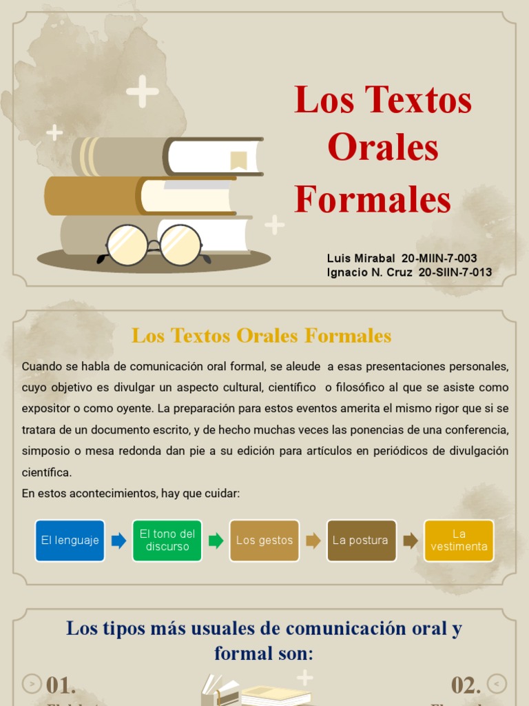 Los Textos Orales Formales | PDF | Comunicación | Habla