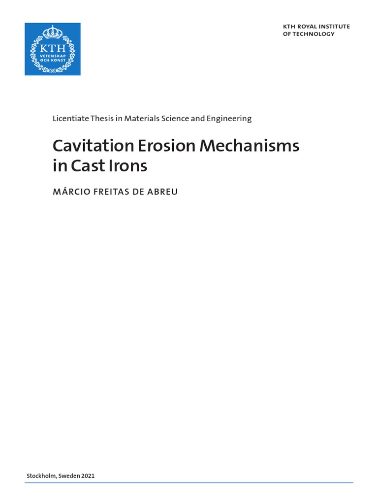 Cavitation Erosion Mechanisms in Cast Irons | PDF