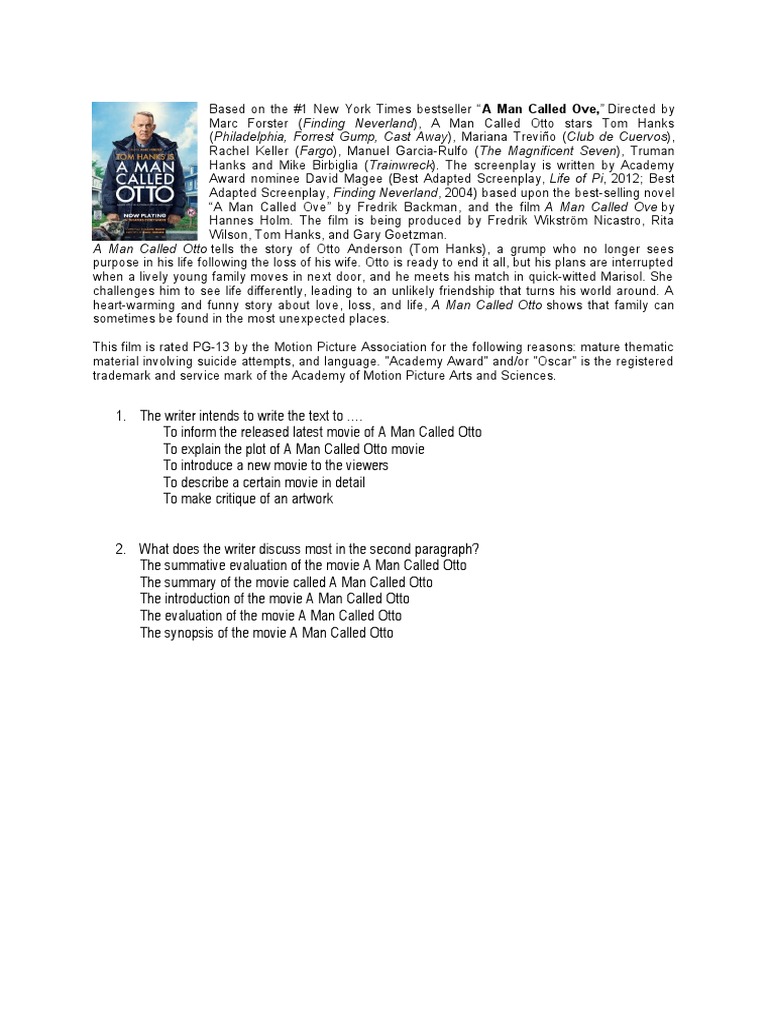 A Man Called Otto: Movie Overview | PDF | General Fiction