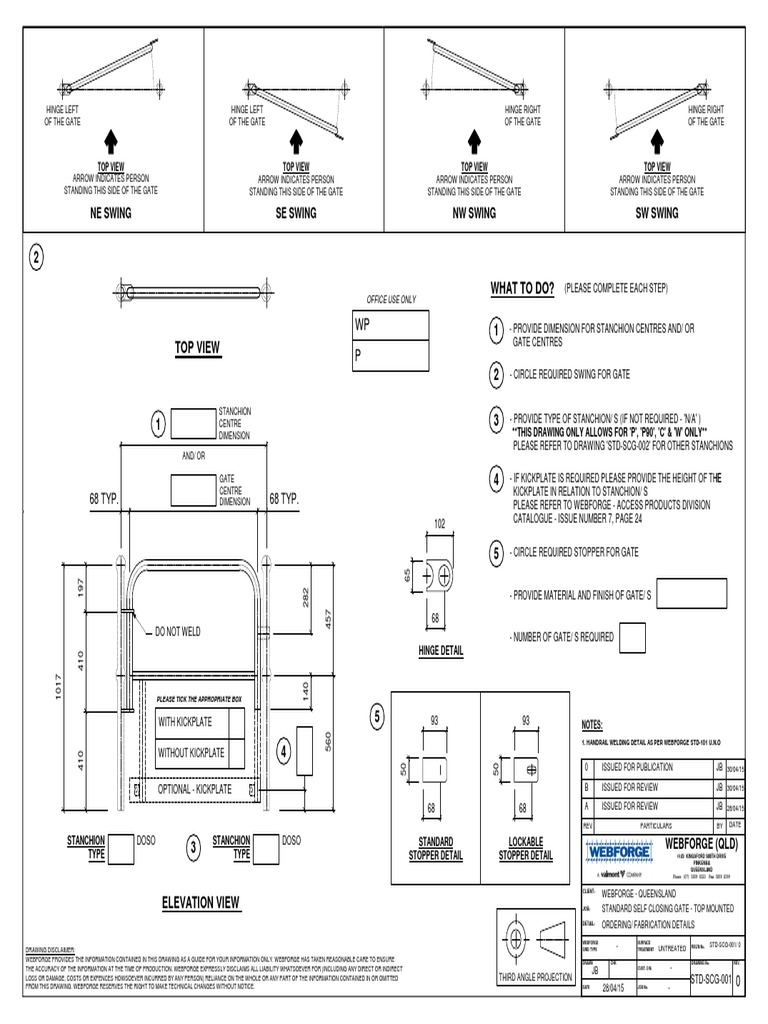 (STD-SCG-001 R0) Standard Self Closing Gate - Top Mounted | PDF
