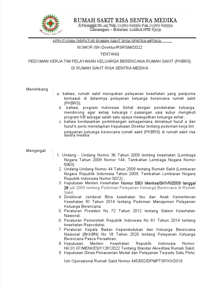 Pedoman Kerja PKBRS RS Risa Medika | PDF | Pengembangan Diri ...