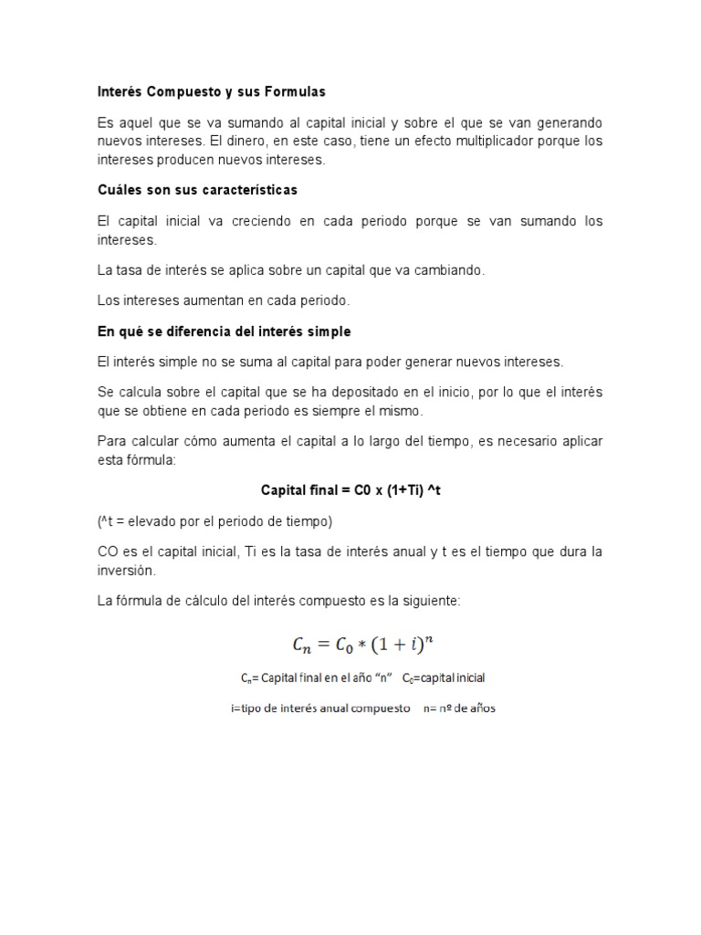 Interés Compuesto y Sus Formulas | PDF