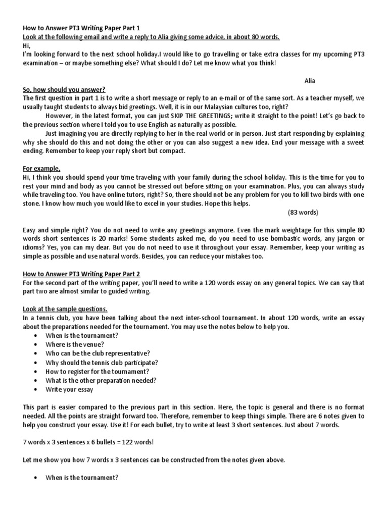 How To Answer PT3 Writing Paper | PDF | Human Communication