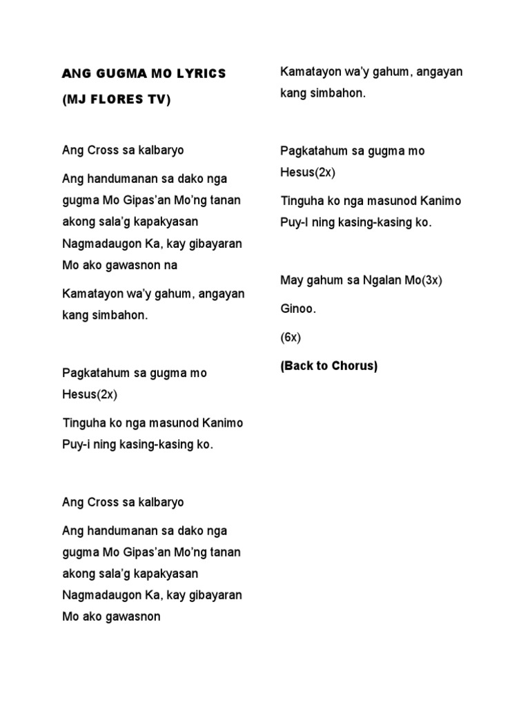 Ang Gugma Mo Lyrics | PDF