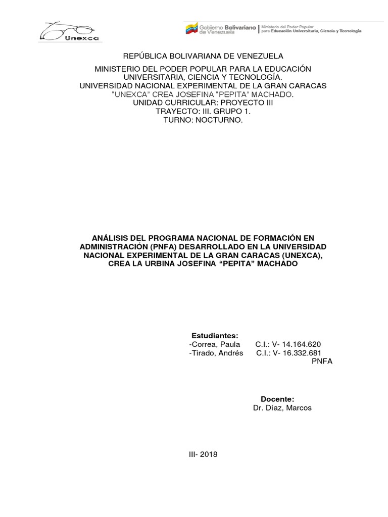 Análisis Del Programa Nacional de Formación en Administración (Pnfa ...