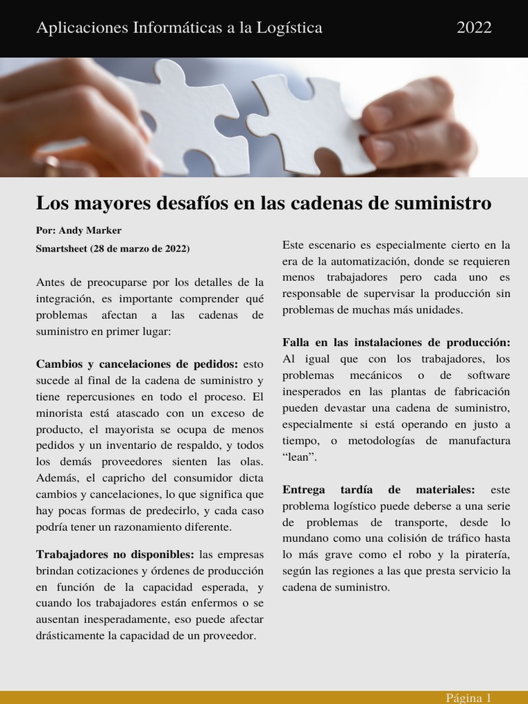 Lectura Complementaria - Integración en La Cadena de Suministros | PDF | Logística | Business