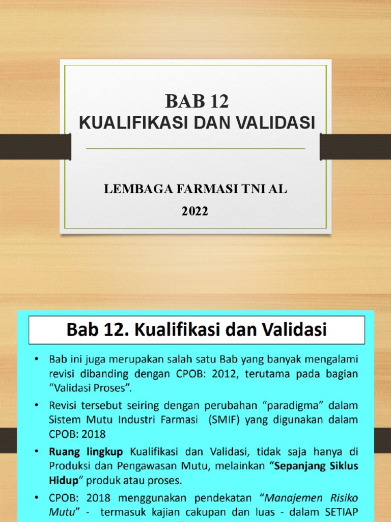Bab 12 Cpob 2018 Kualifikasi Dan Validasi | PDF