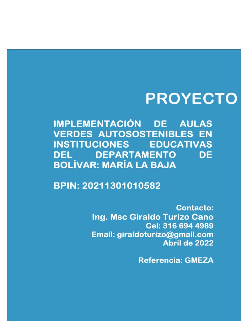 Aulas Verdes en Bolívar: Innovación Educativa | PDF