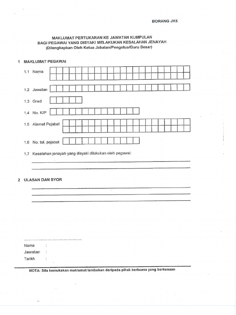 Borang JK5 | PDF