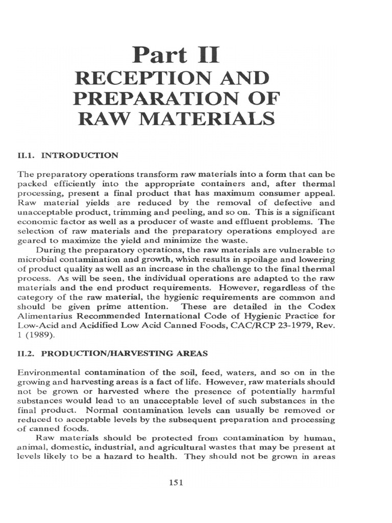 Part II-Reception and Preparation of Raw Materials | PDF