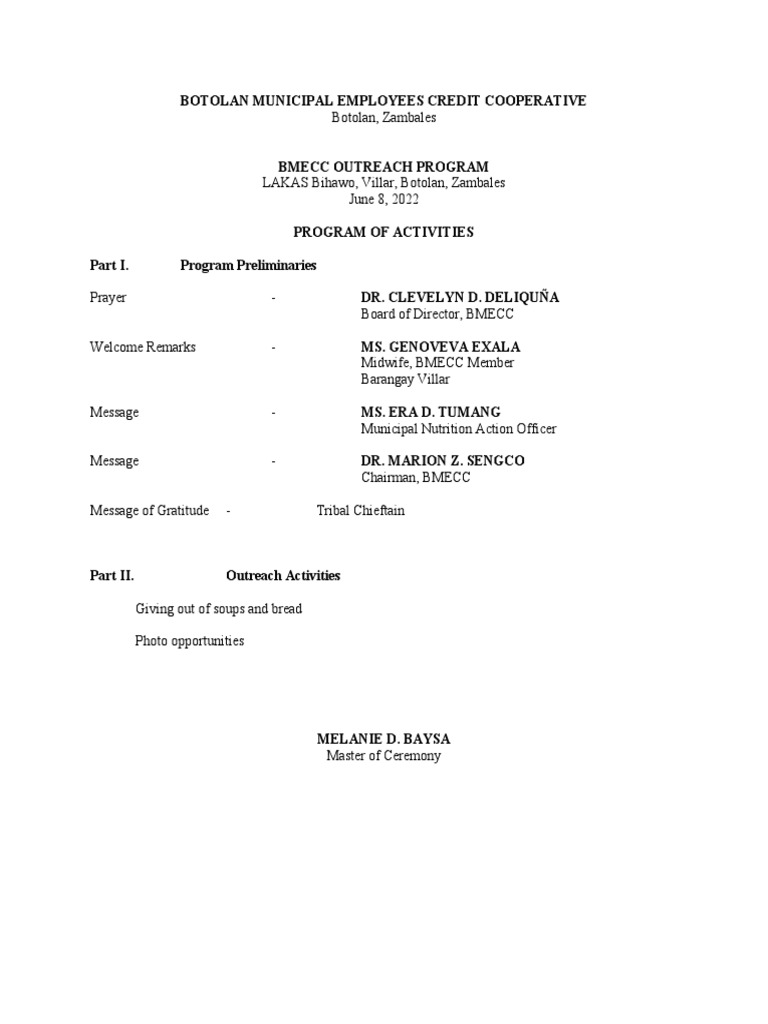 Bmecc Outreach Program | PDF