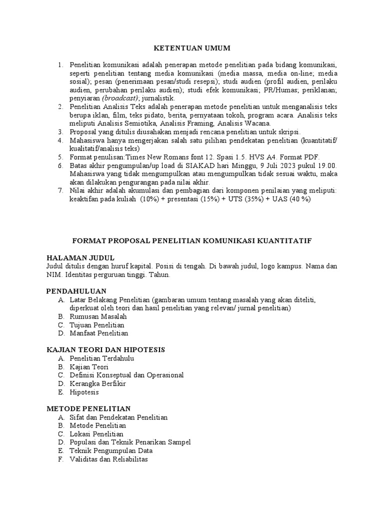 Format Proposal Riset Komunikasi | PDF