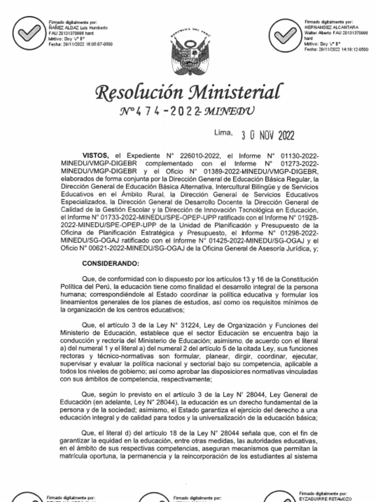 RM #474-2022-Minedu | PDF
