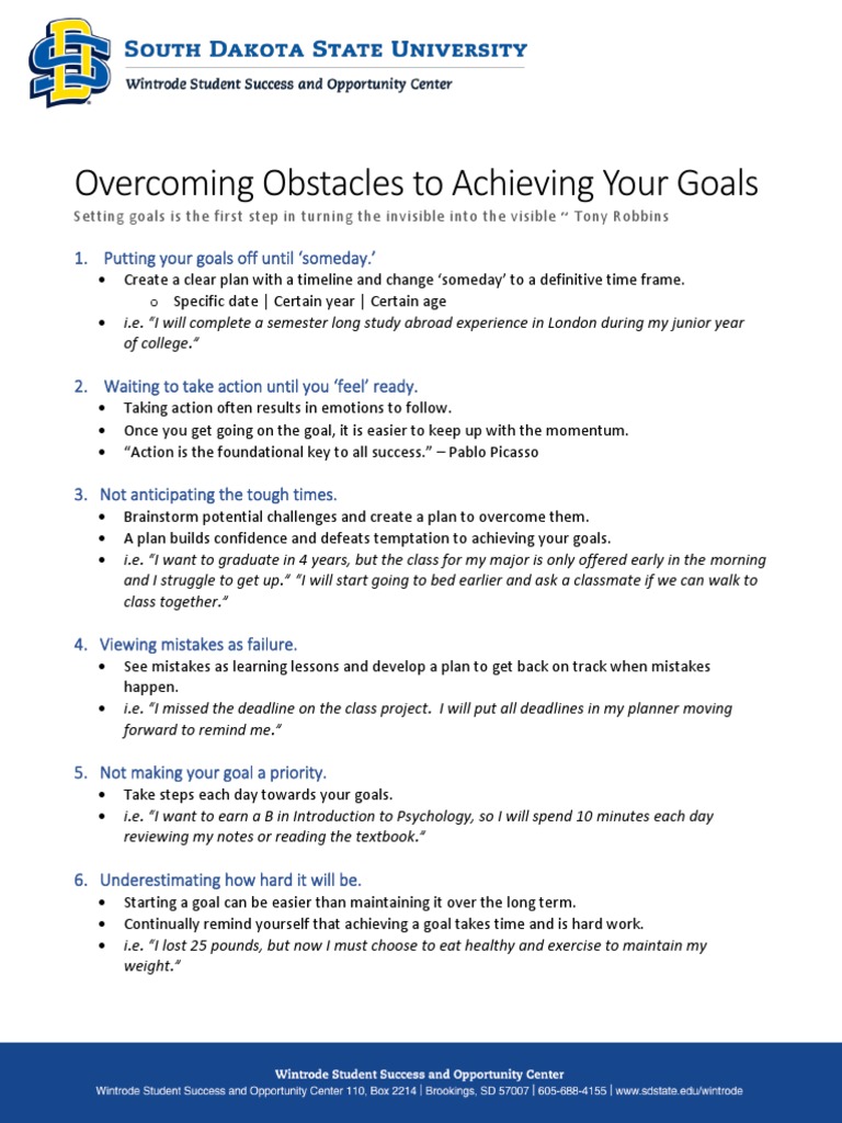 Overcoming Goal Achievement Obstacles | PDF | Self-Improvement
