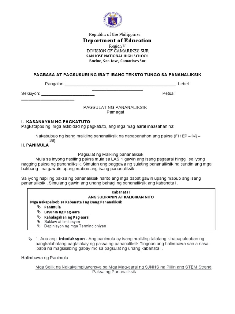 ACTIVITY-SHEET-6 (1) Filipino | PDF