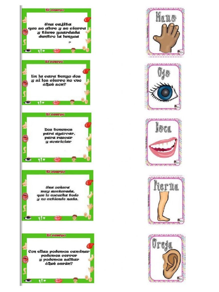 Adivinanzas Partes Del Cuerpo Pdf