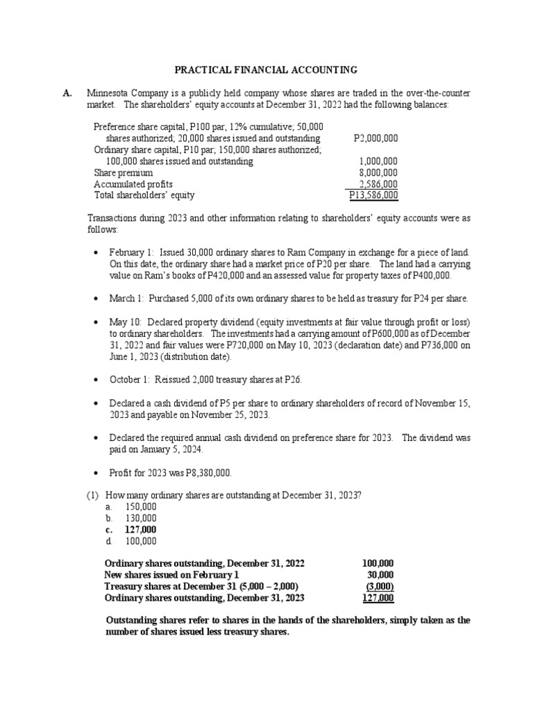 Shareholder Equity Analysis 2023 | PDF | Business