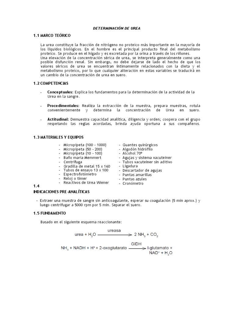 8 Determinación de Urea | PDF | Urea | Química
