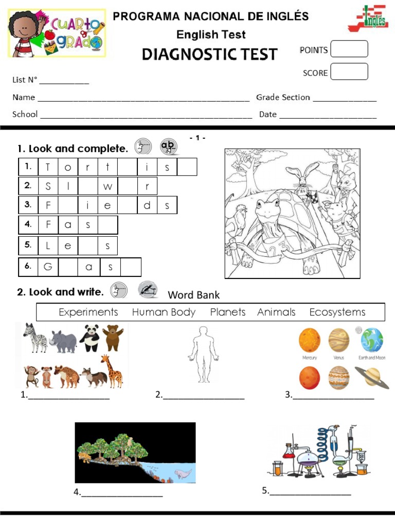 4° Examen Ingles Diagnóstico | PDF