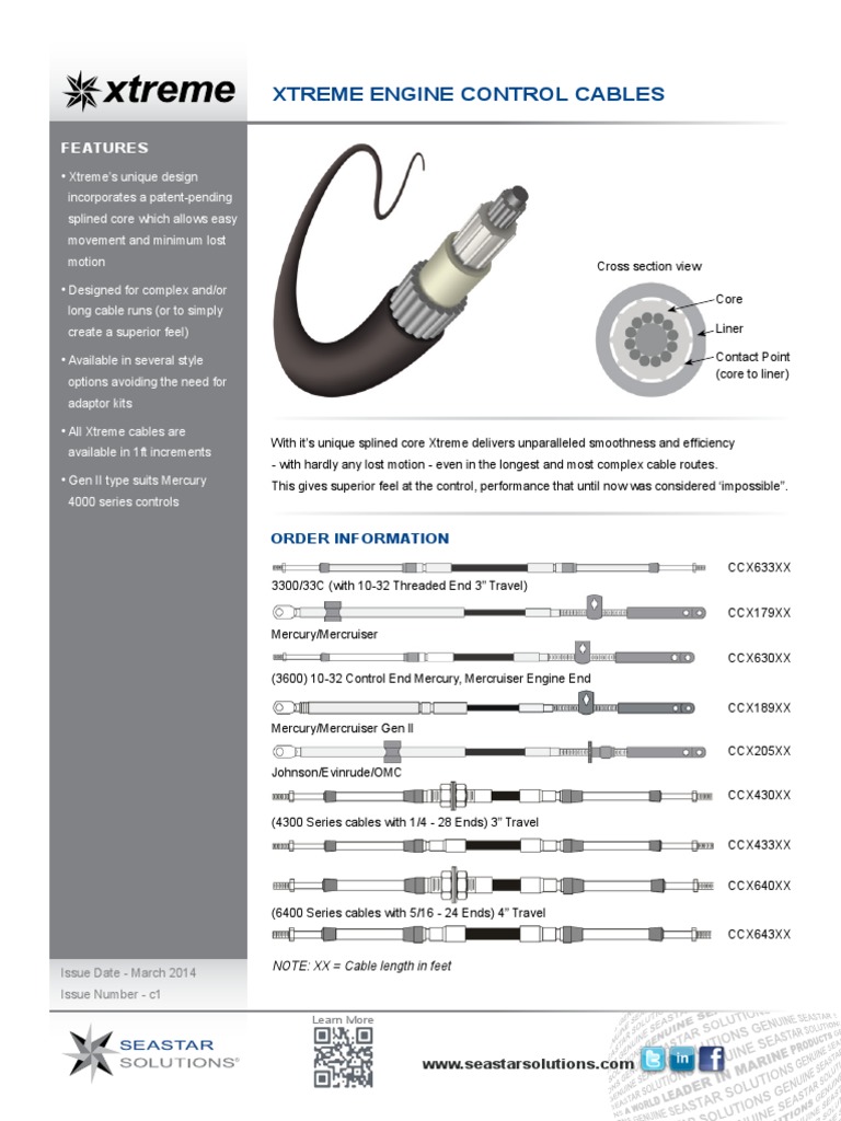 SeaStar Solutions Engine Control Cables | PDF | Manufactured Goods ...