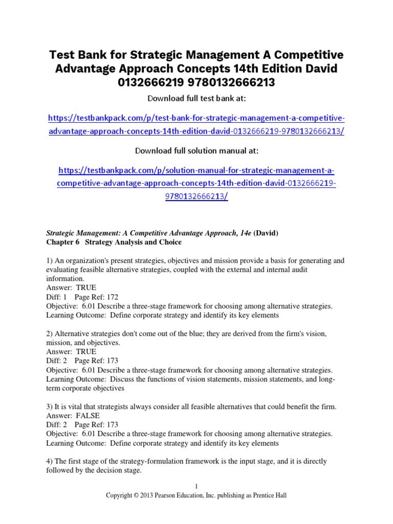 Strategic Management A Competitive Advantage Approach Concepts and ...
