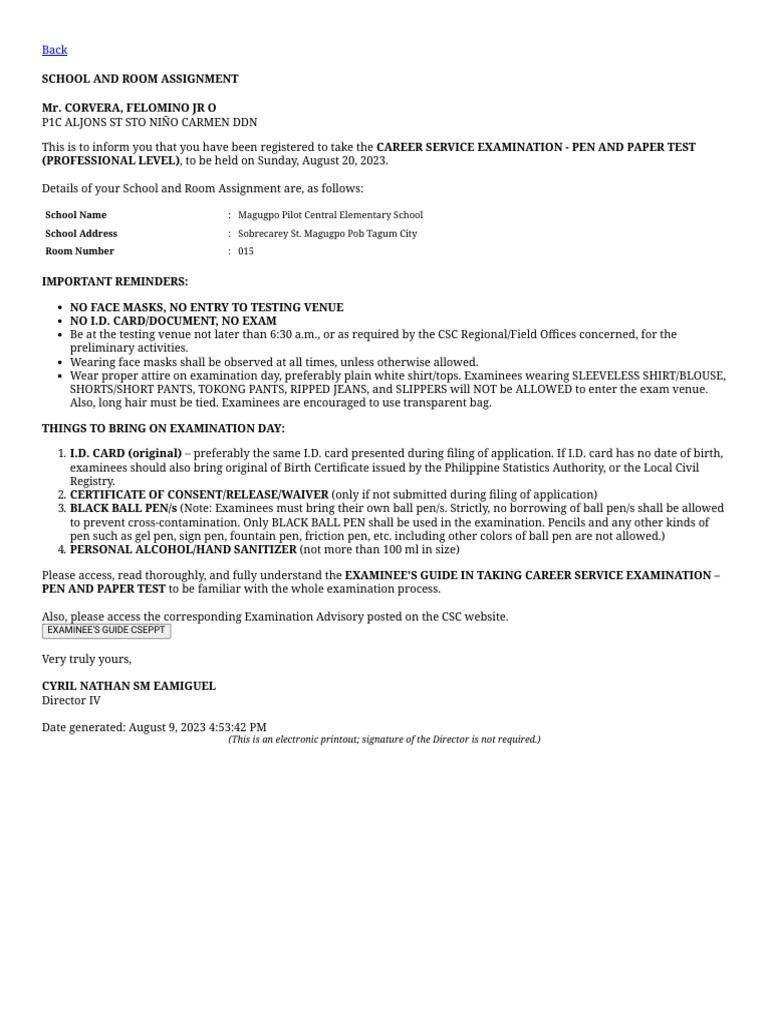 Notice of School Assignment | PDF