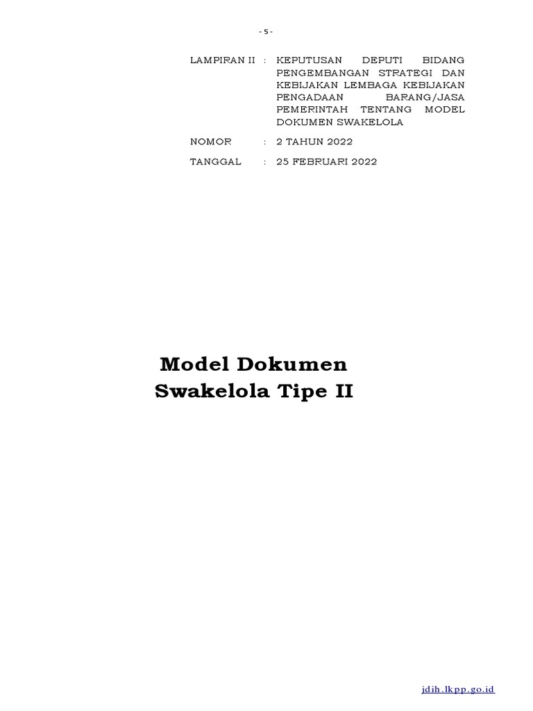 Standar Dokumen Swakelola Type 2 | PDF