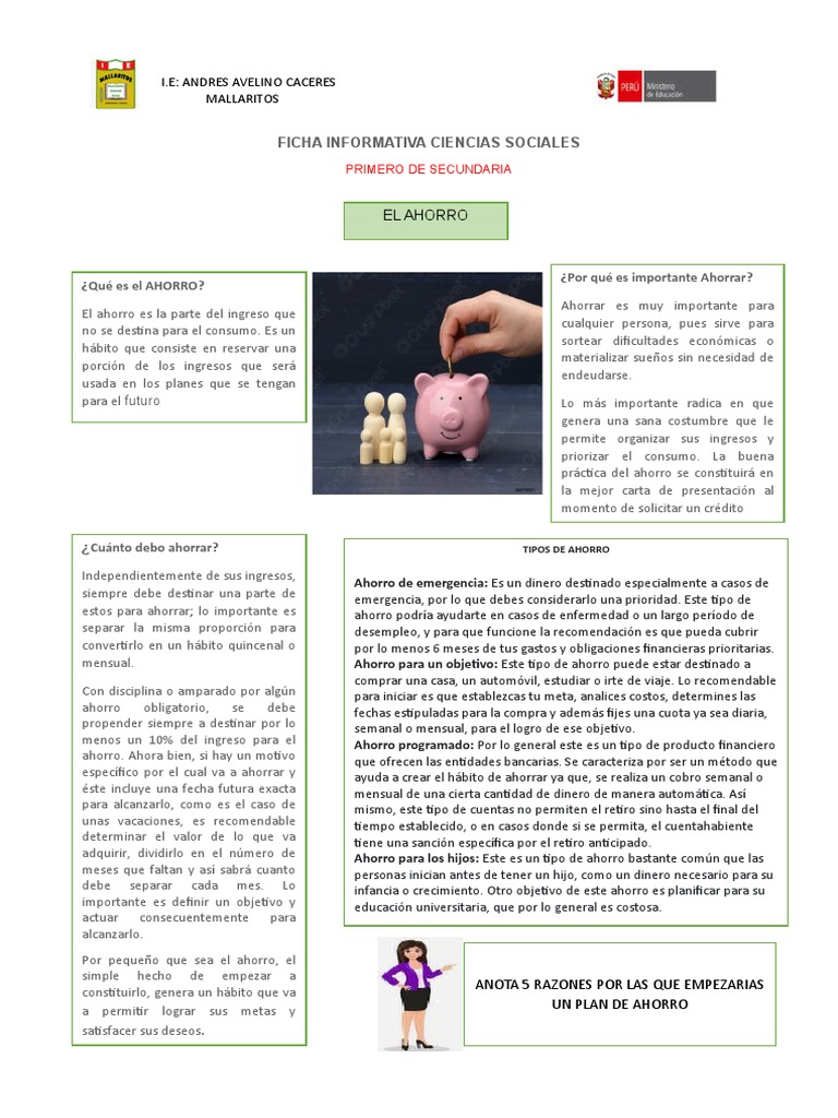 Ficha Sesion 3 El Ahorro | PDF | Ahorro | Dinero