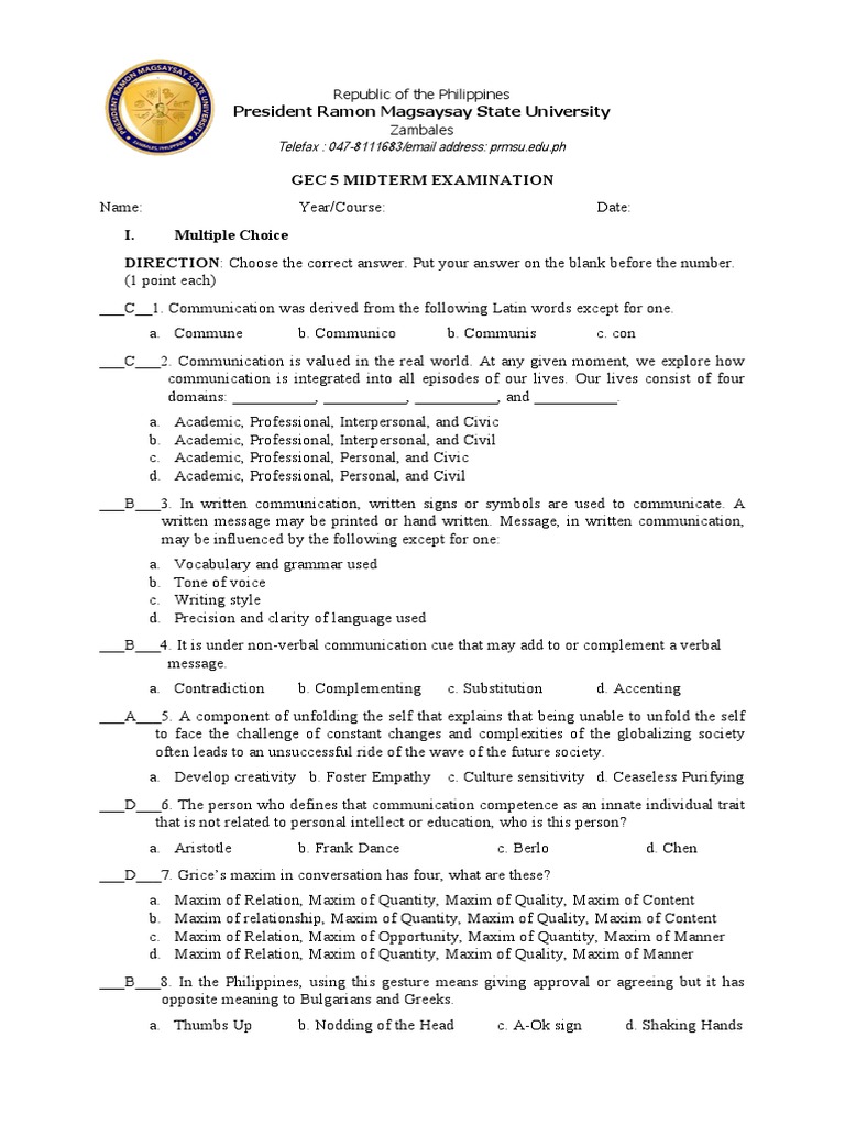 Gec 5 - Midterm Exam (John Karl M. Asaña) | PDF