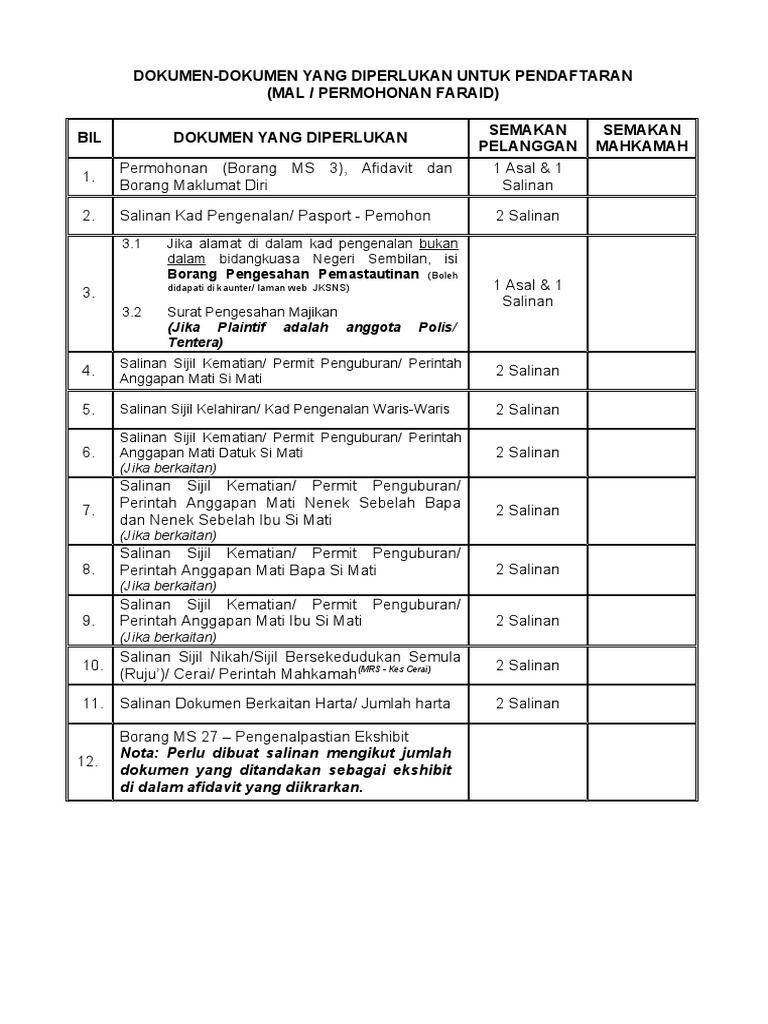 040 - Borang Permohonan Faraid Berlapis | PDF