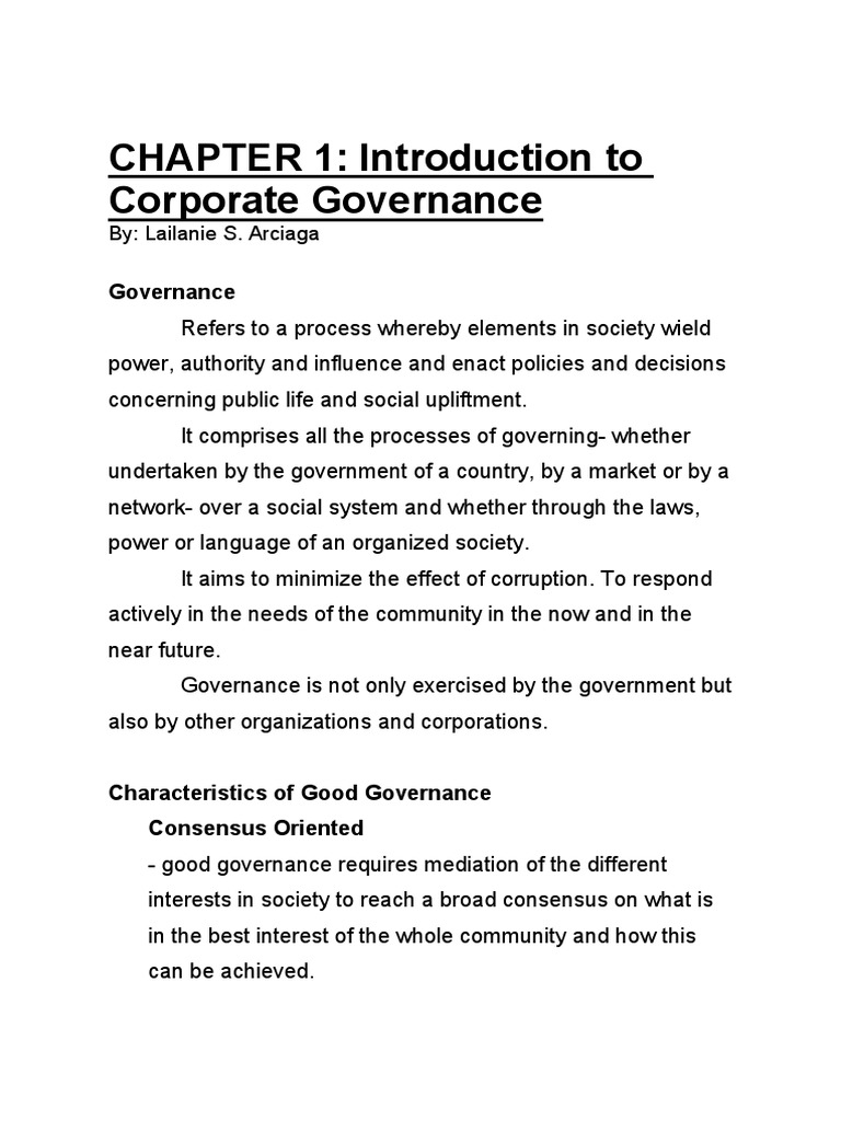 Good Governance - Chapter 1 | PDF | Career & Growth