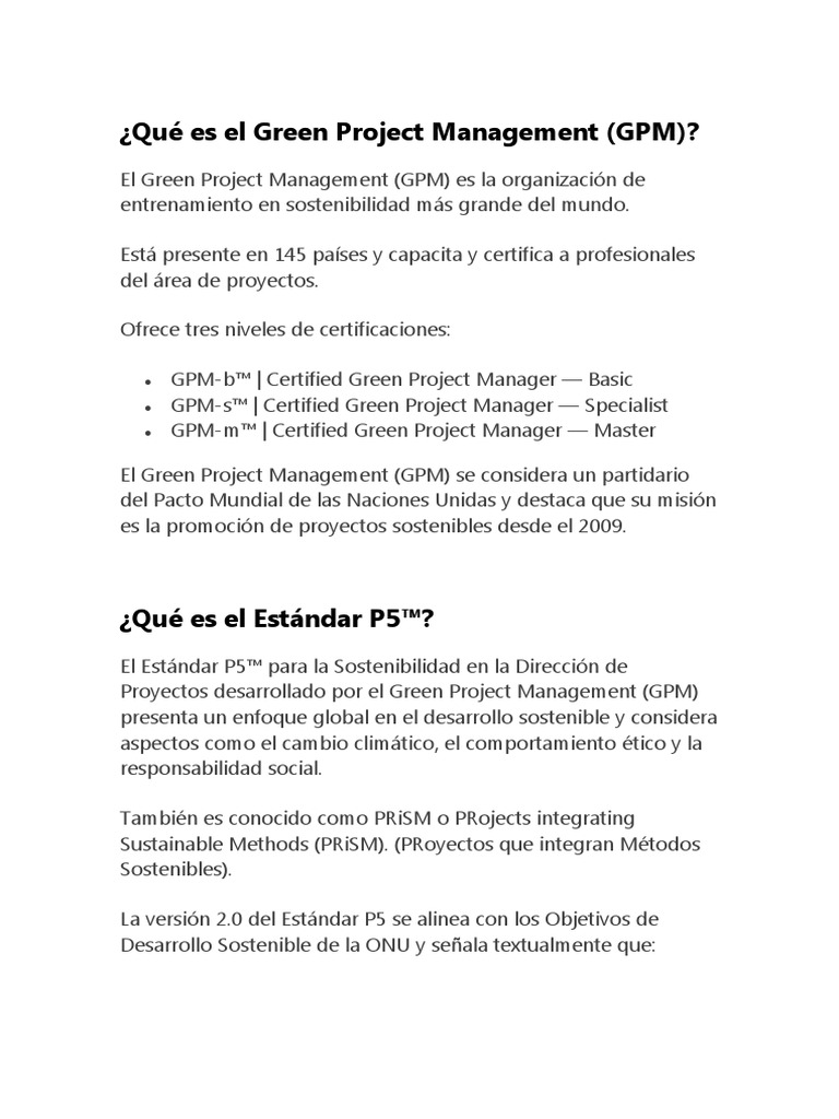 Qué Es El Green Project Management | PDF