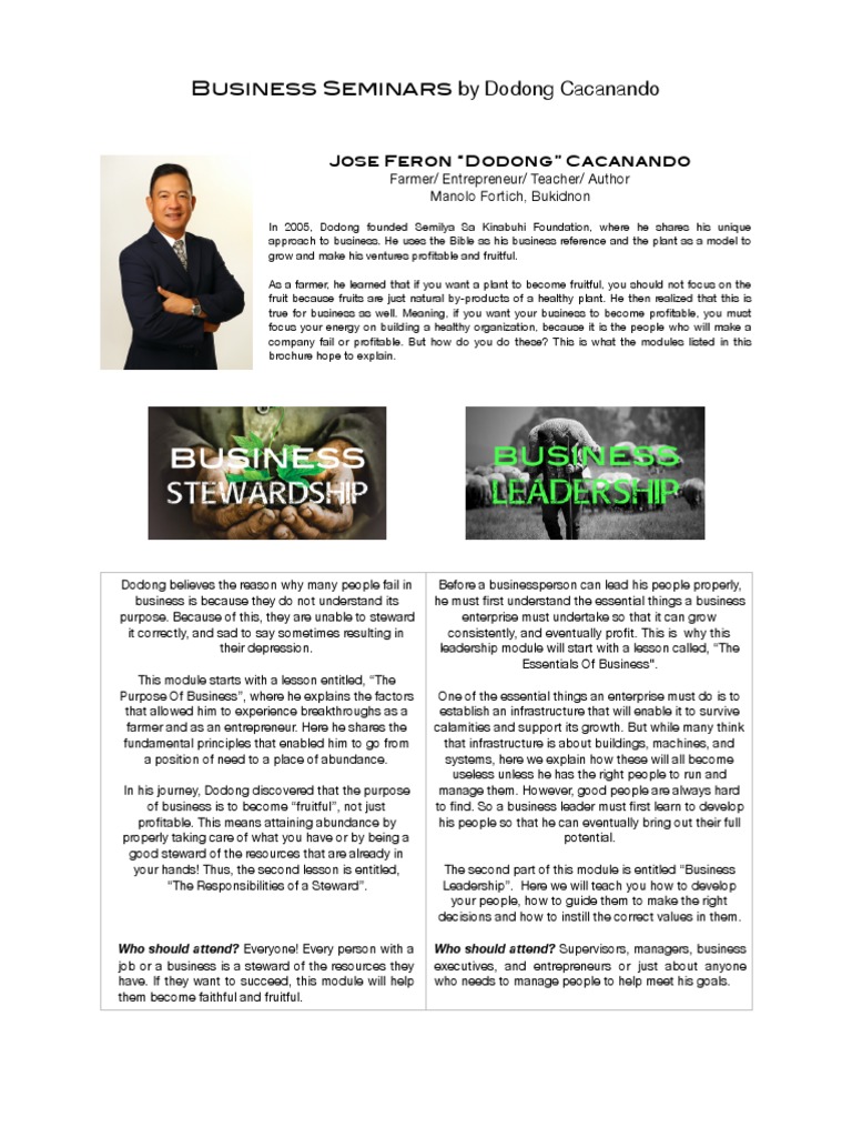 Business Seminar From Dodong | PDF | Entrepreneurship | Economies