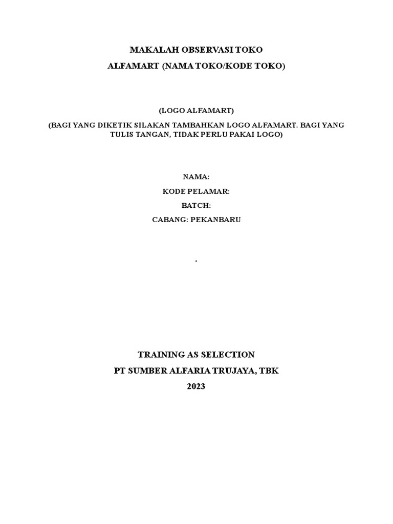 Contoh Cover Observasi | PDF