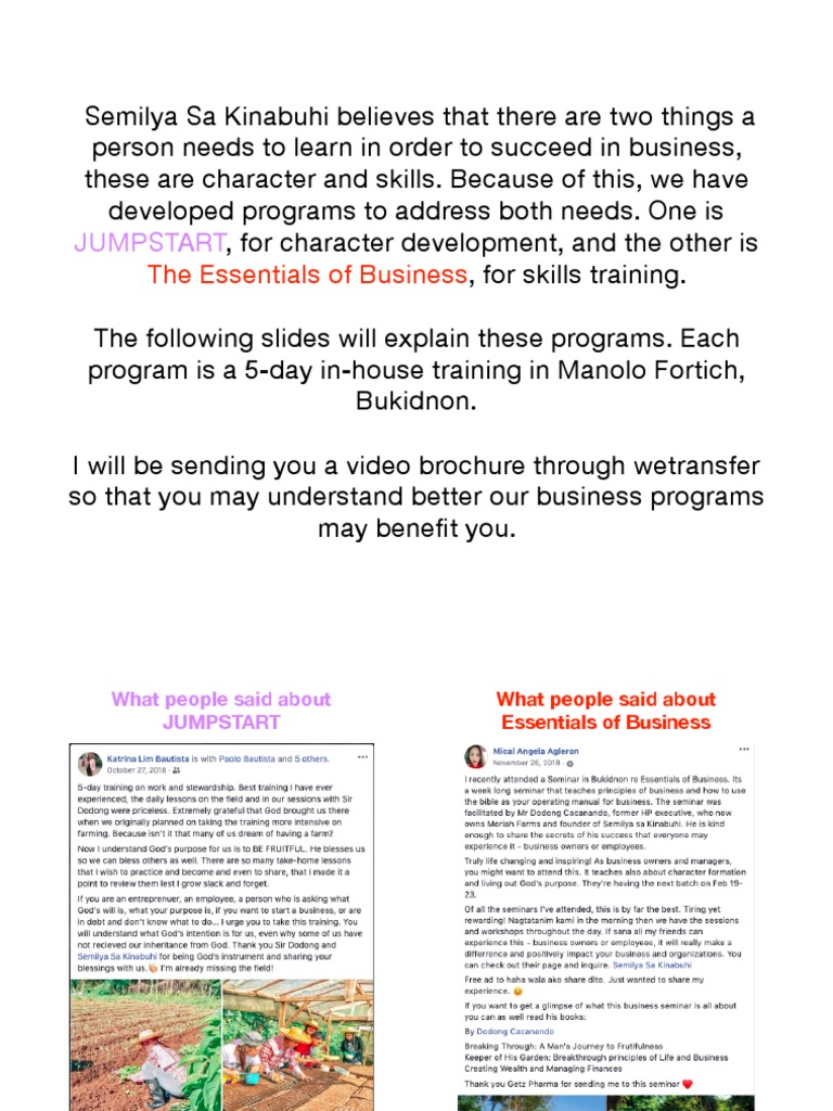 Business Training of Semilya | PDF