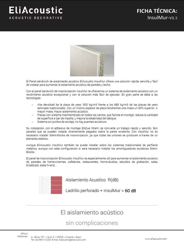 Paneles InsulMur: Aislamiento Acústico Eficaz | PDF