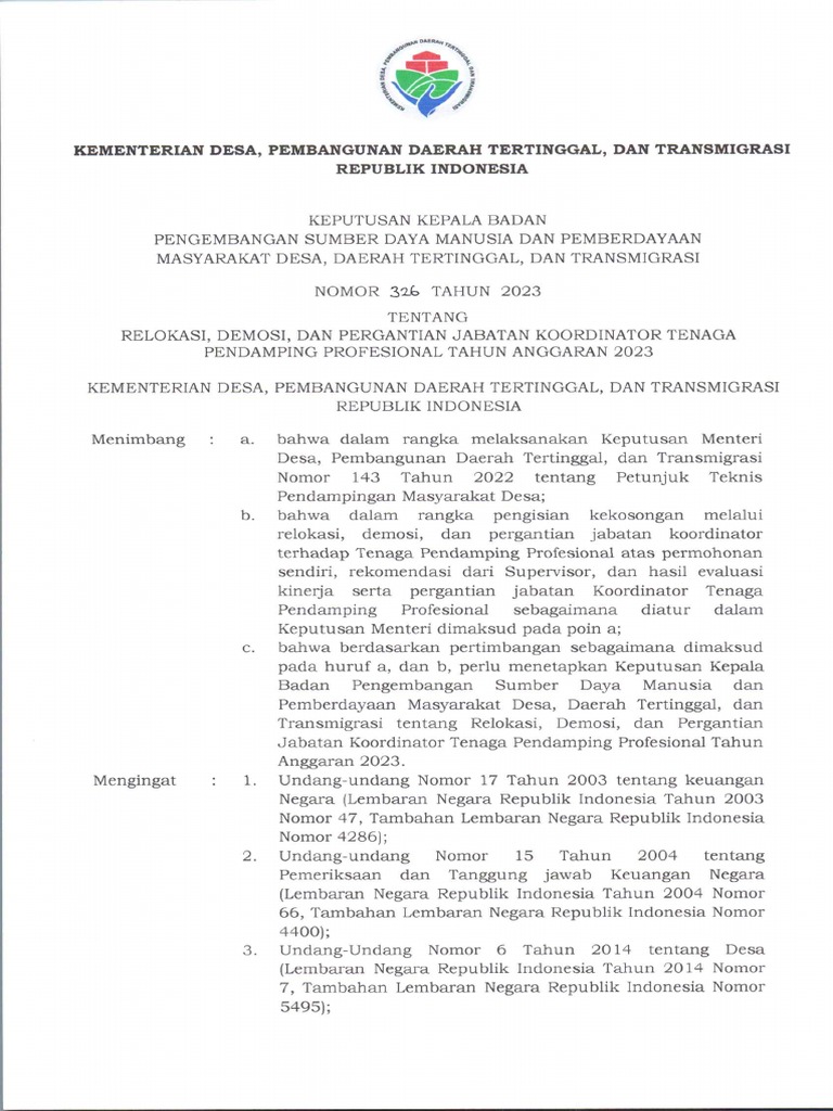 SK Relokasi Demosi TMT 01 Agustus TA 2023 | PDF