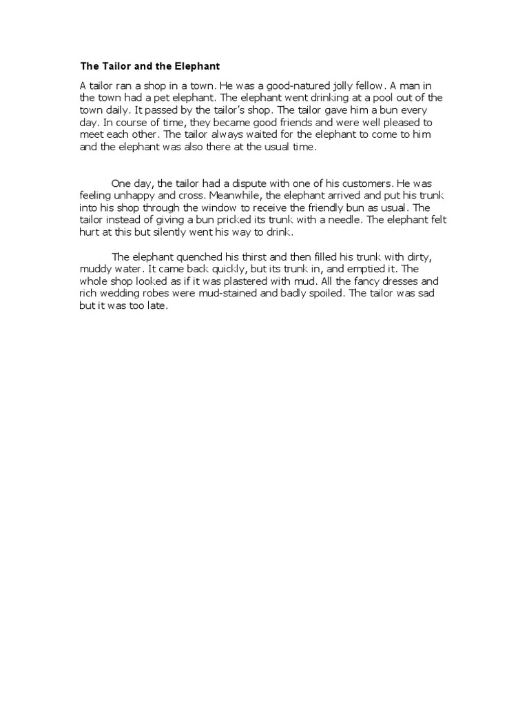 The Tailor and the Elephant's Lesson | PDF
