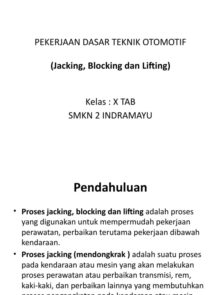Jacking, Blocking, Dan Lifting | PDF